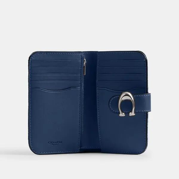 Coach Tabby Wallet In Signature Denim - Silver/Deep Blue Multi
